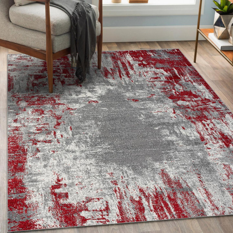 17 Stories Ericjames Performance Red/Gray Rug | Wayfair